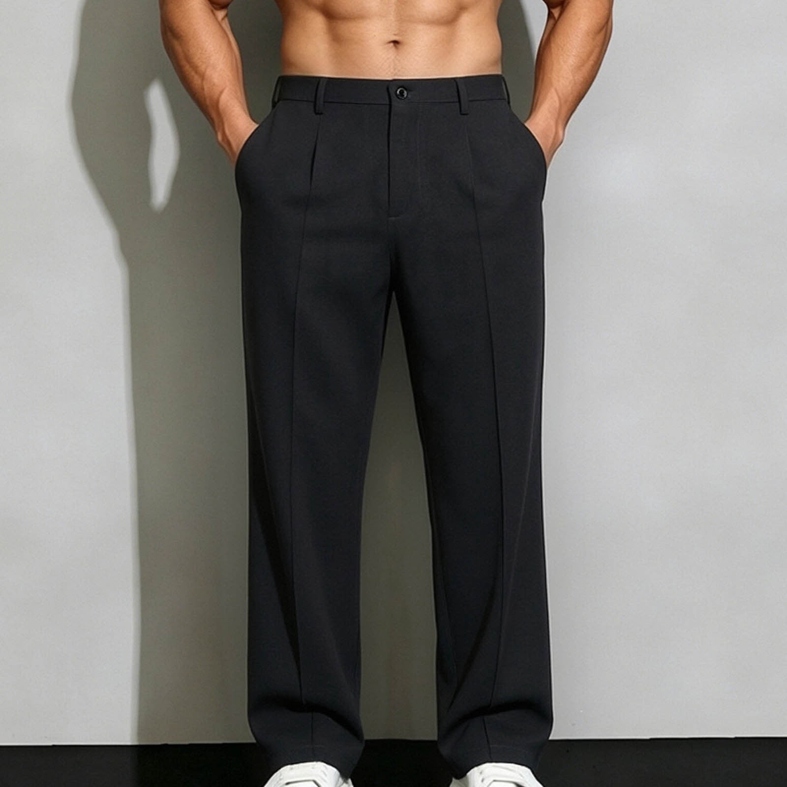 Blmnix Low Waisted Trousers for Men Lightweight Work Pants Chinos Dress ...