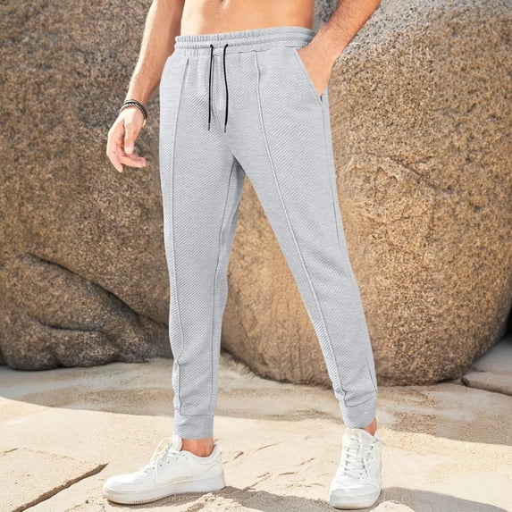 Blmnix Low Waisted Trousers for Men Sweat Pants Pleated Baggy Men's ...