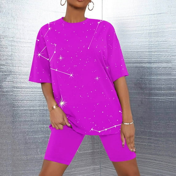 Blmnix Matching Pajamas Purple Graphic Loungewear Set Sleep Pants for ...