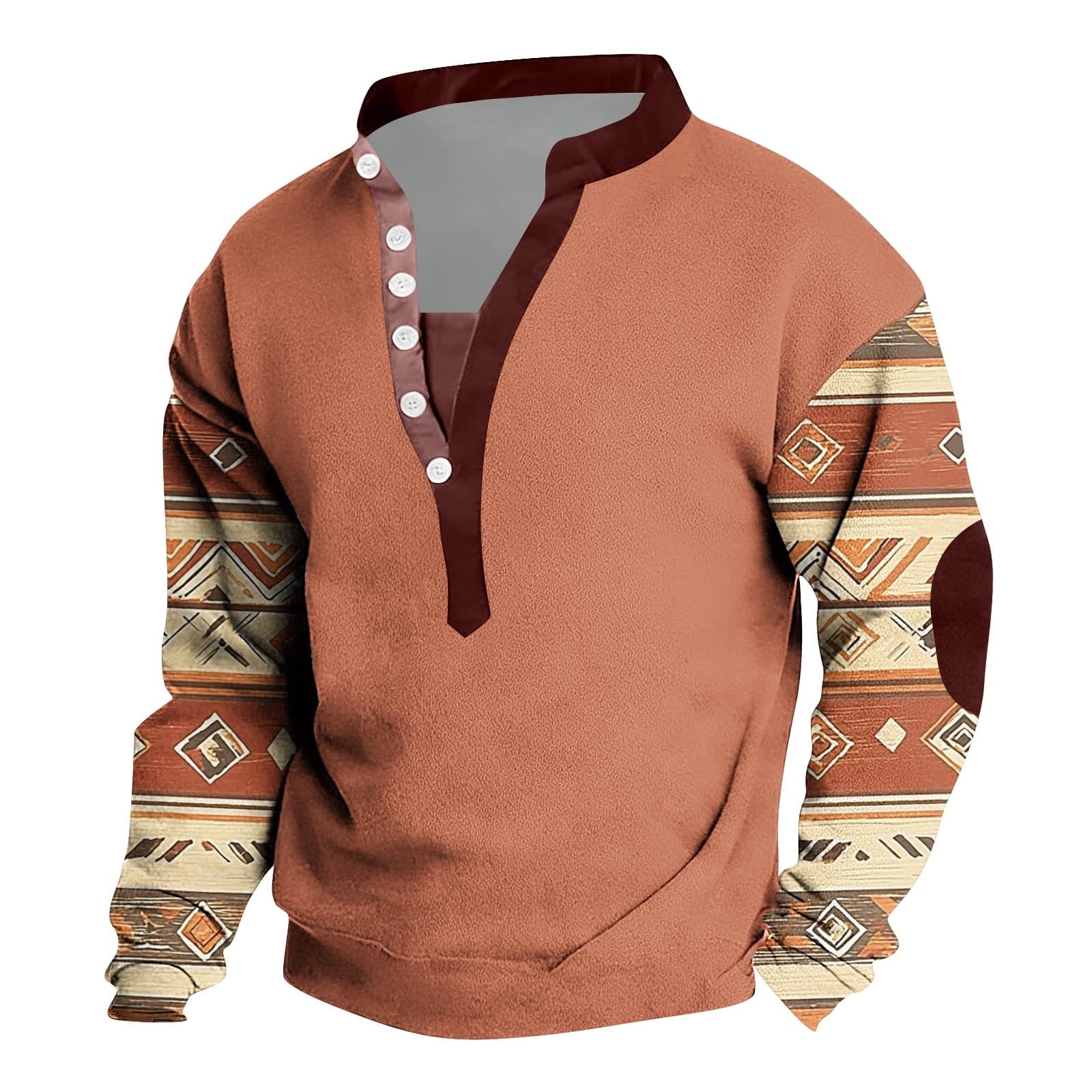 Blmnix Men Shirt Henley Shirts Vintage Shirts Ringer Shirt Orange ...