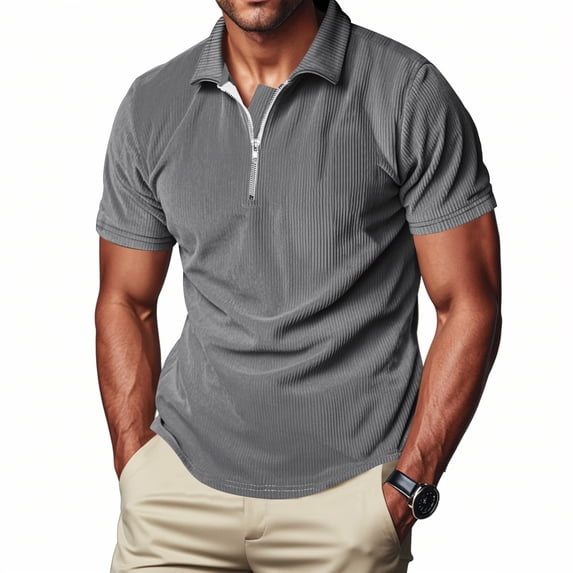 Blmnix Men T Shirt Workout Shirt Zip-Up Oversized Polo Shirts Tshirts ...