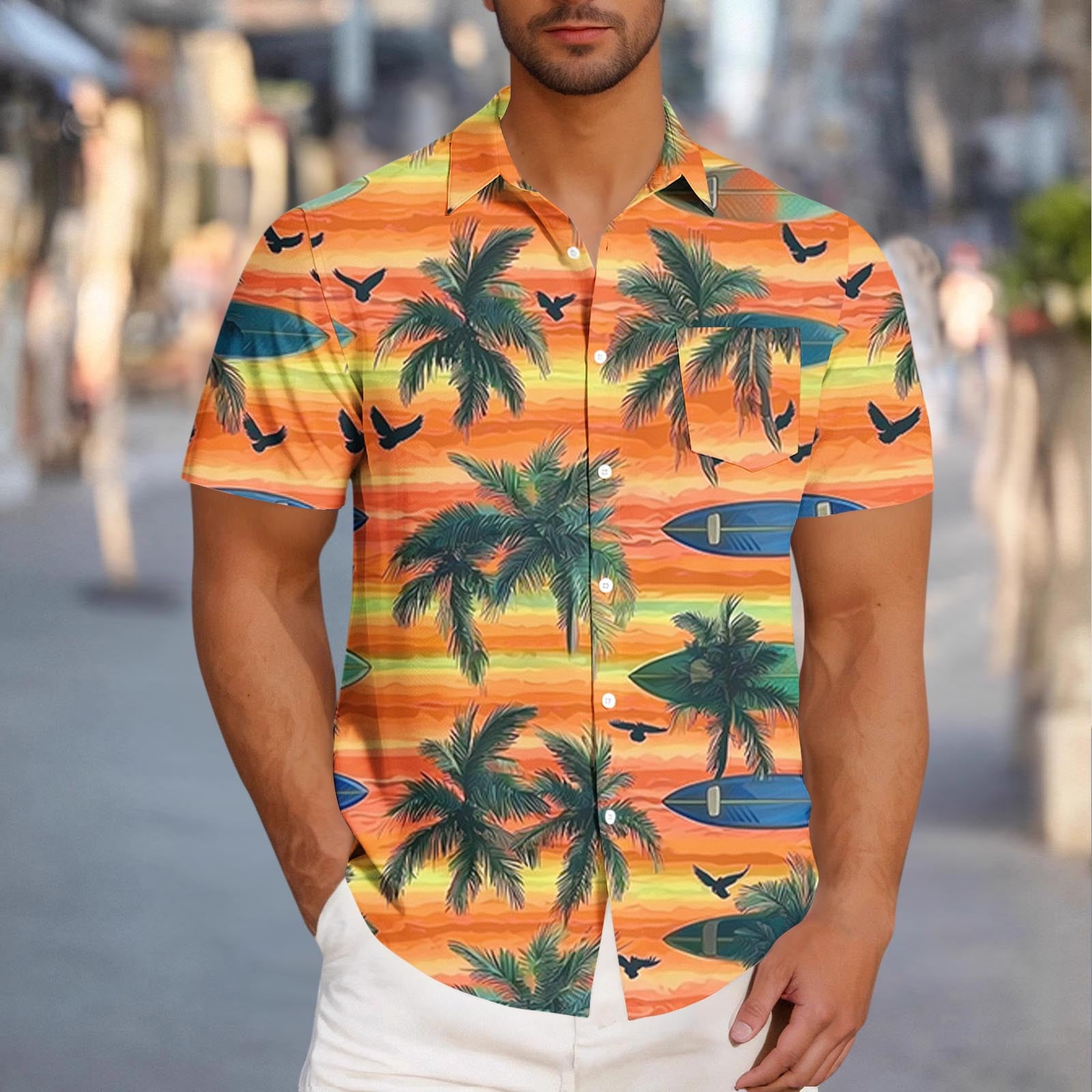 Blmnix Mens Shirts Hawaiian Shirt Baggy Beach Shirts Guide T-Shirt ...