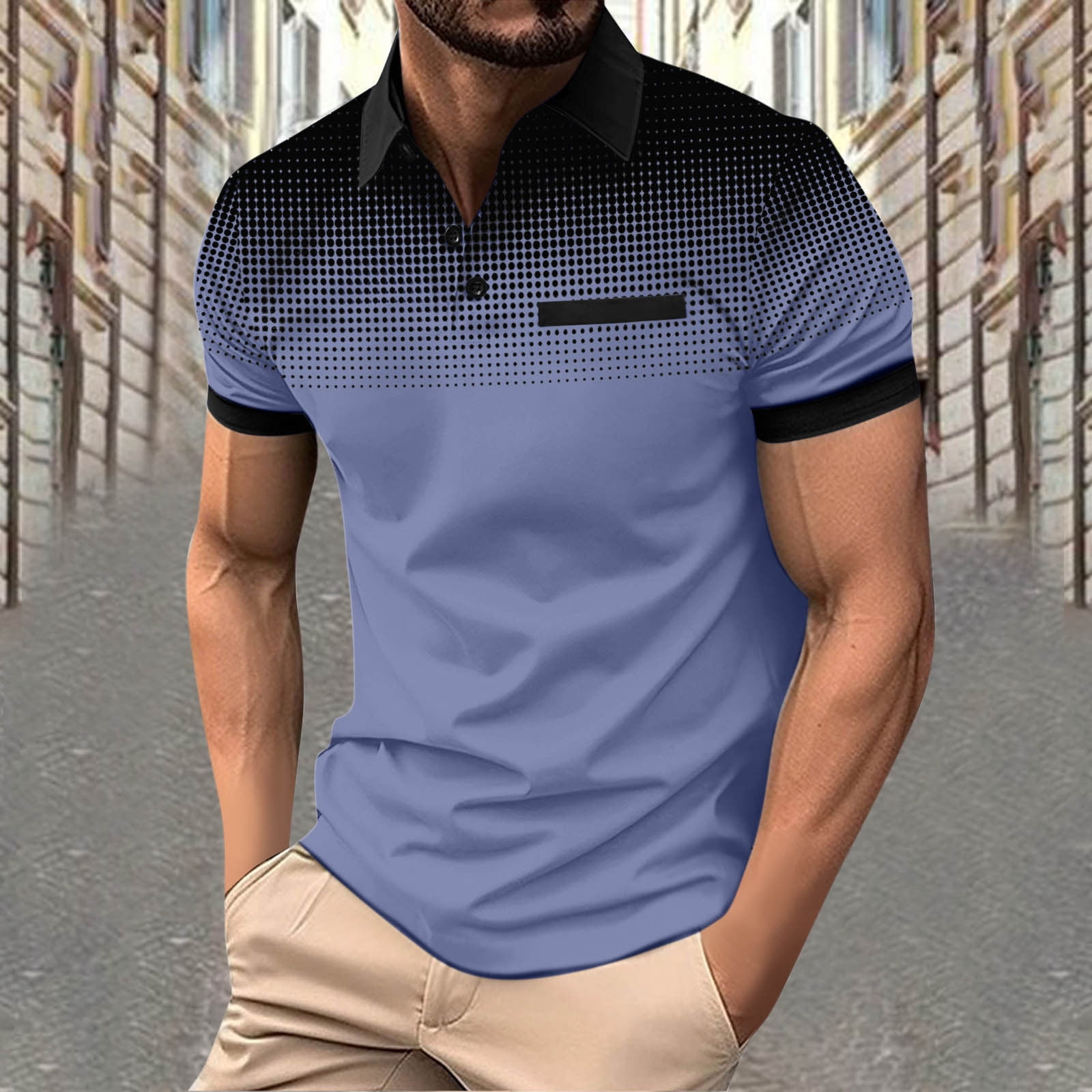 Blmnix Mens Shirts Muscle Golf Shirts Baggy Polo Shirt T-Shirt Collared ...