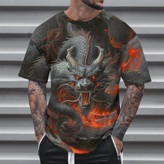 Blmnix Mens T-Shirts Muscle Western Shirt Baggy Oversized Tshirts Top ...