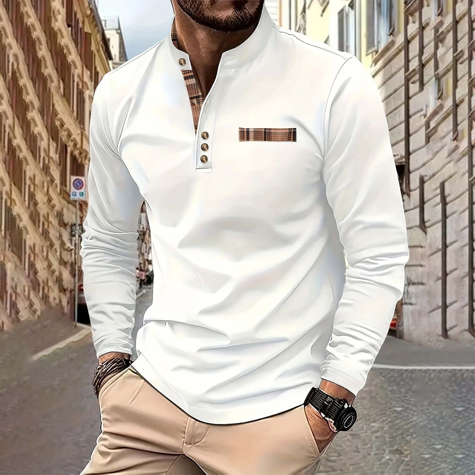 Blmnix Mens T-Shirts Ringer Work Shirts Henley Shirts Tshirts Long ...