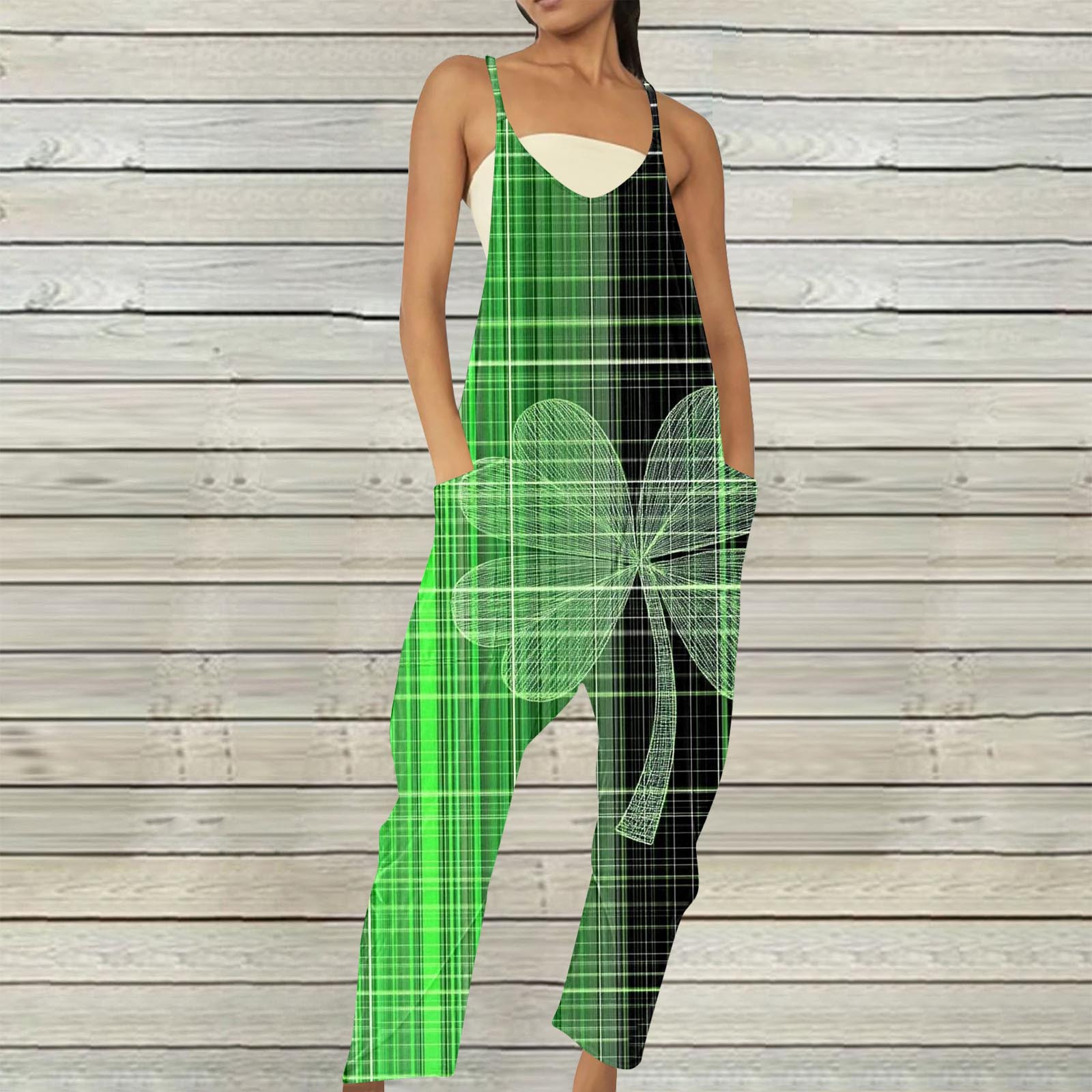 Blmnix Mosaic-patterned Jumpsuits Strap Wide Leg Pants Long Joggers ...