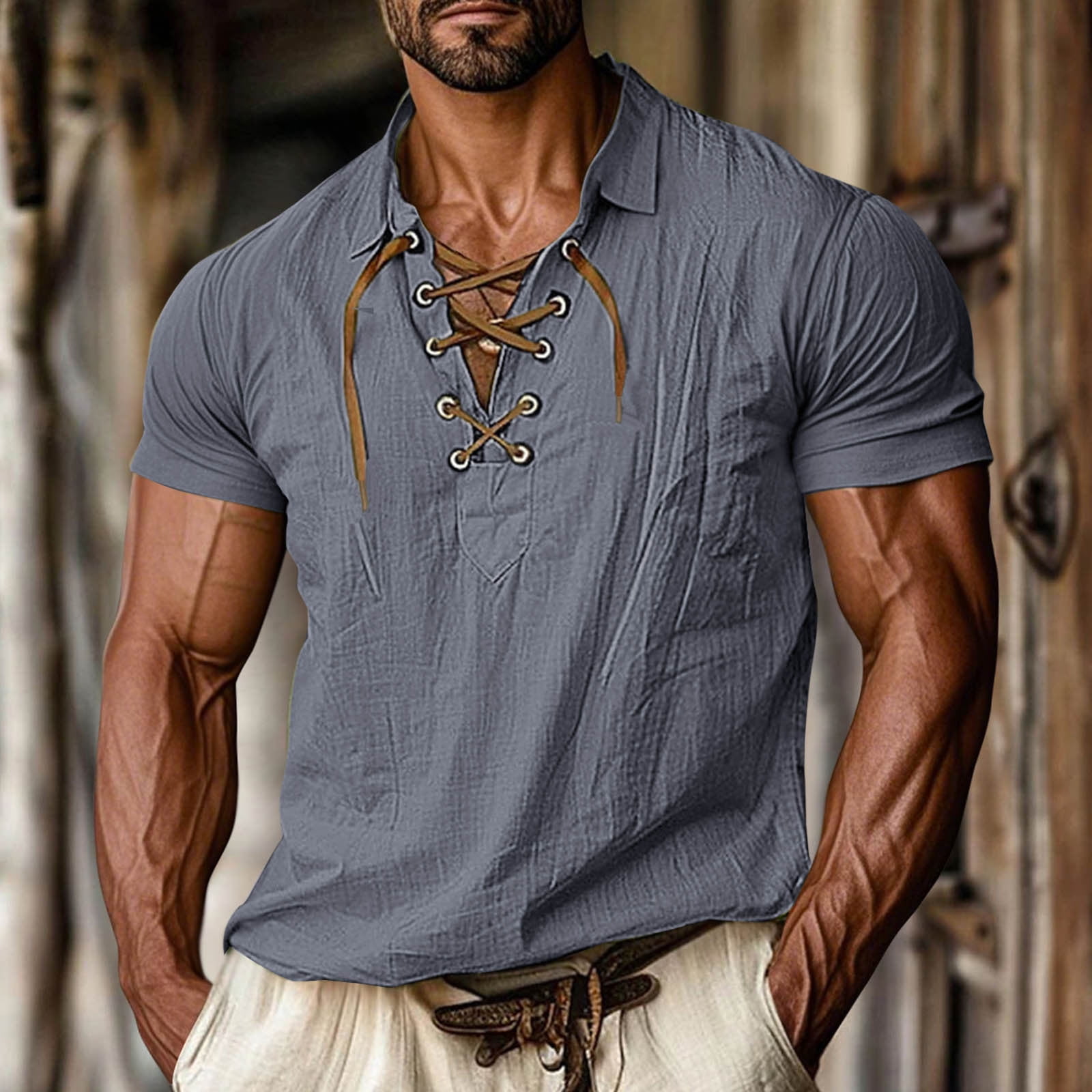 Blmnix Oversized T-Shirts for Man Muscle Linen Tops Vintage T Shirts ...