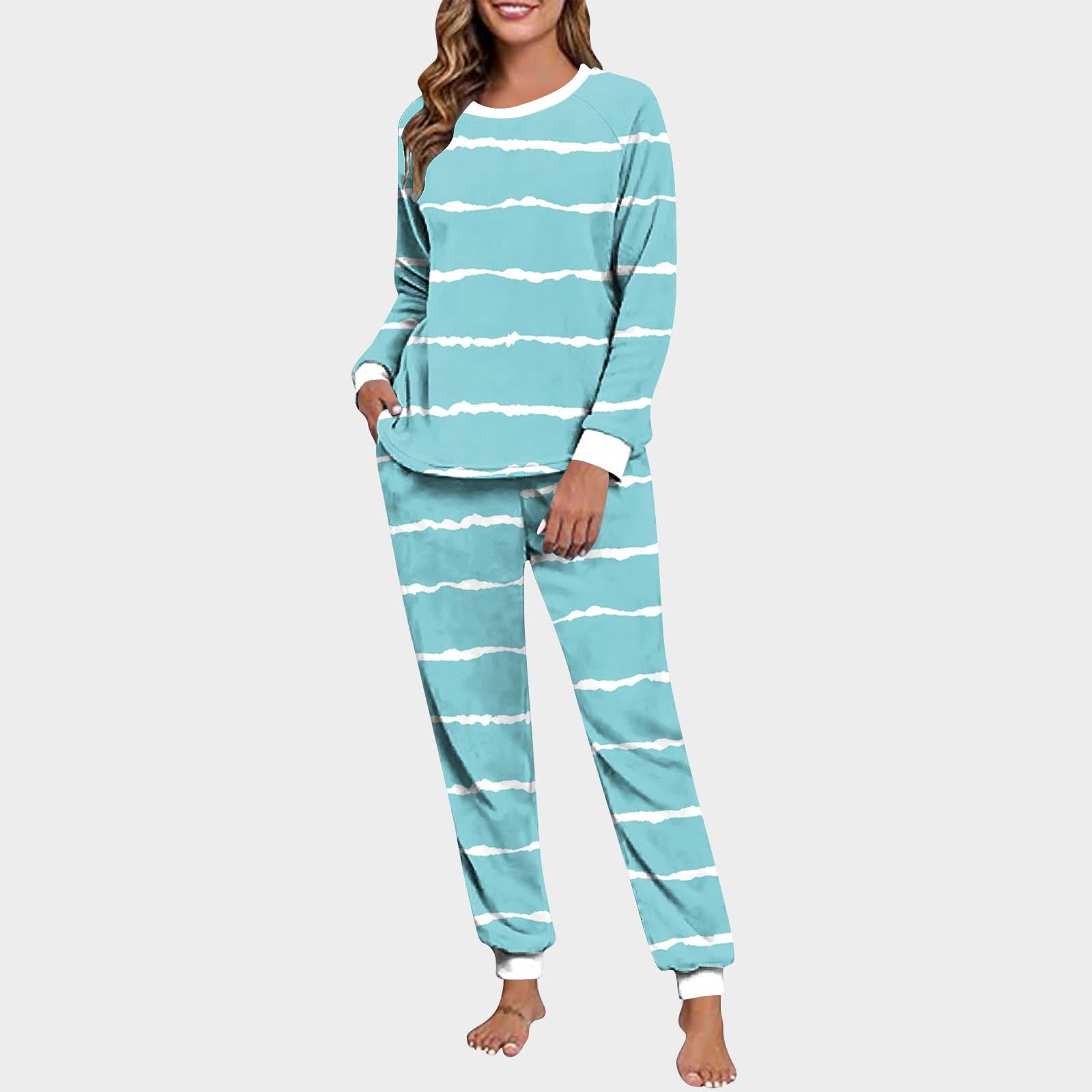 Blmnix Pajama Pants Bamboo Pajamas 2 Piece Sleepwear Sets Pants Blue ...