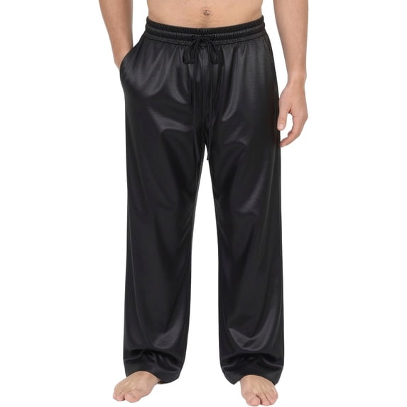 Blmnix Palazzo Men's Pants Leather Pants Baggy Lightweight Pants Low ...
