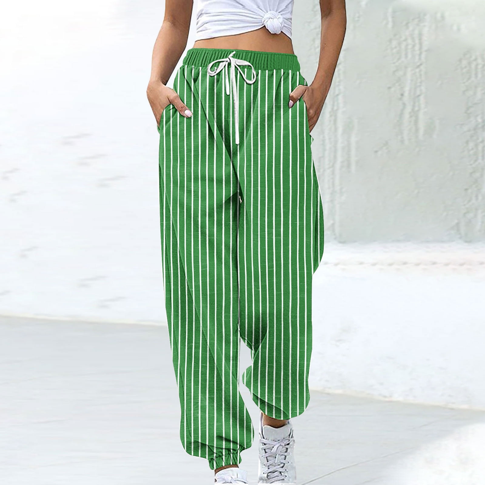 Blmnix Palazzo Women Pants Baggy Casual Pants Cotton Pants Trousers ...