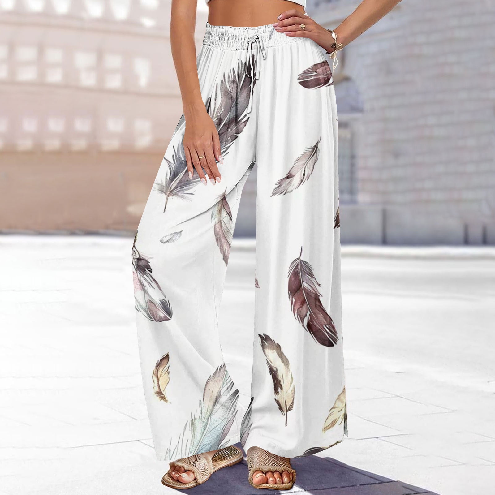 Blmnix Pants Women Palazzo Flowy Pants Wide Leg Pants Leggings Flare ...
