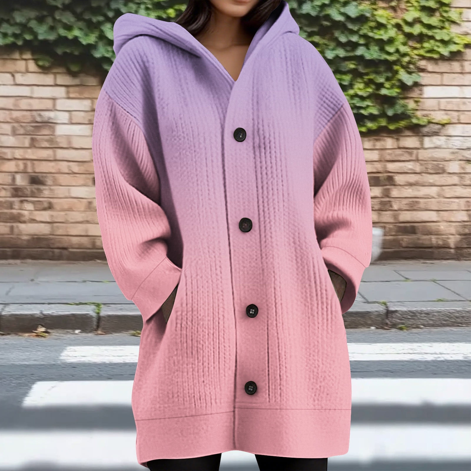 Blmnix Pink Jackets Plus Gradient Trendy Bomber Cute Plus Size Tops ...