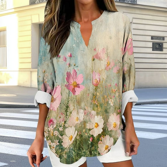 Blmnix Pink Plus Size Boho Tops Floral Early Fall Holiday Boho Tops ...