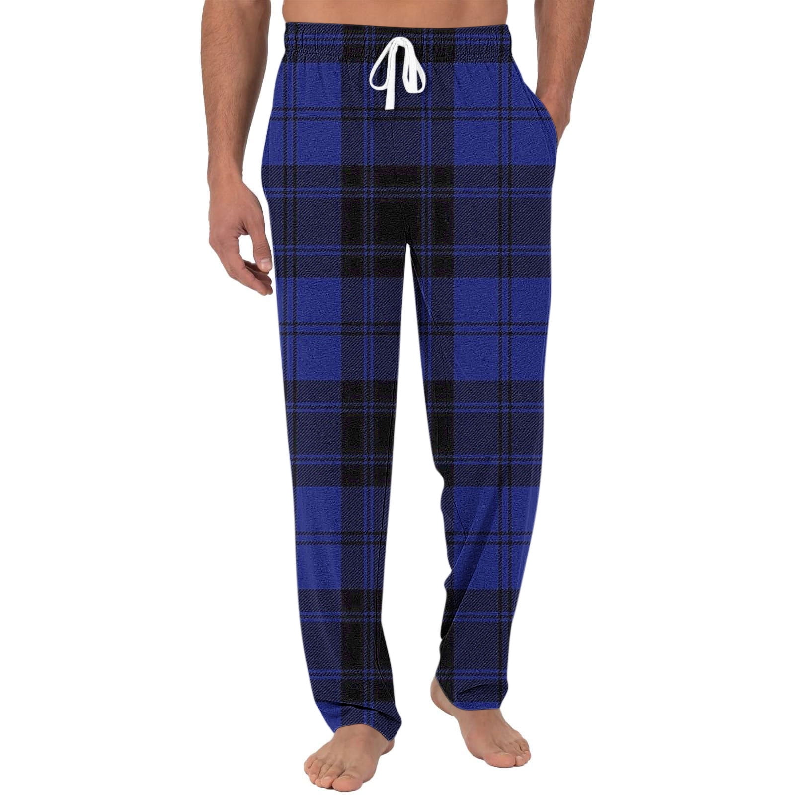 Blmnix Plaid Pants Mens Pants Pj Pants Low Waisted Baggy Palazzo ...