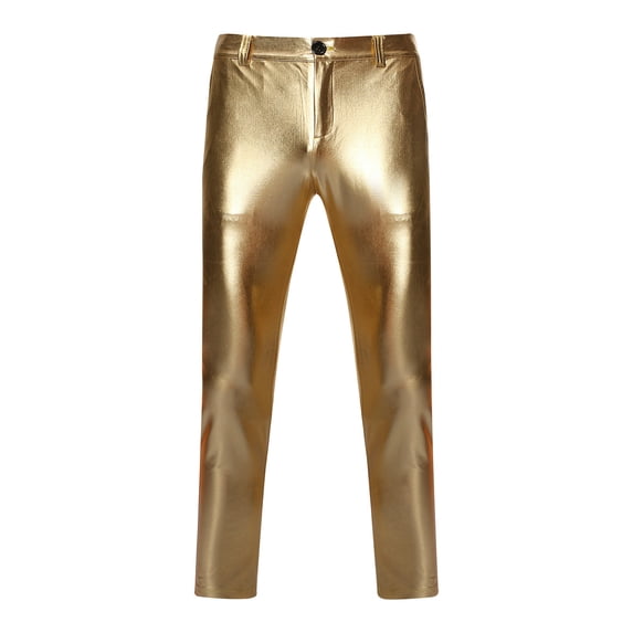 Blmnix Pleated Men's Pants Classic Fit Leather Pants Work Pants Low ...
