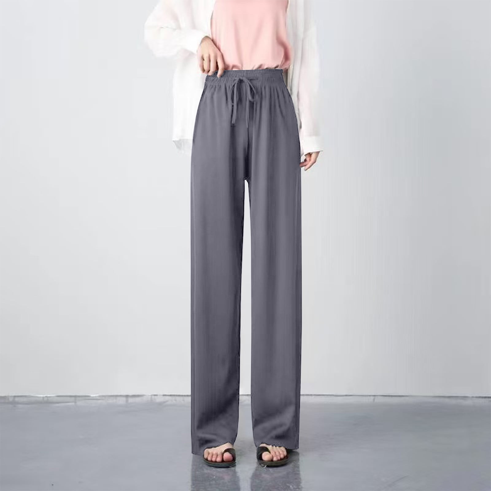 Blmnix Pleated Pants for Women Plus Size Work Pants Bottoms Straight ...