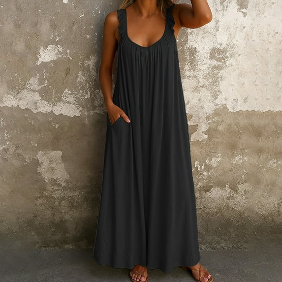 Blmnix Pleated Party Dresses for Women Slip Dress Casual Petticoat ...