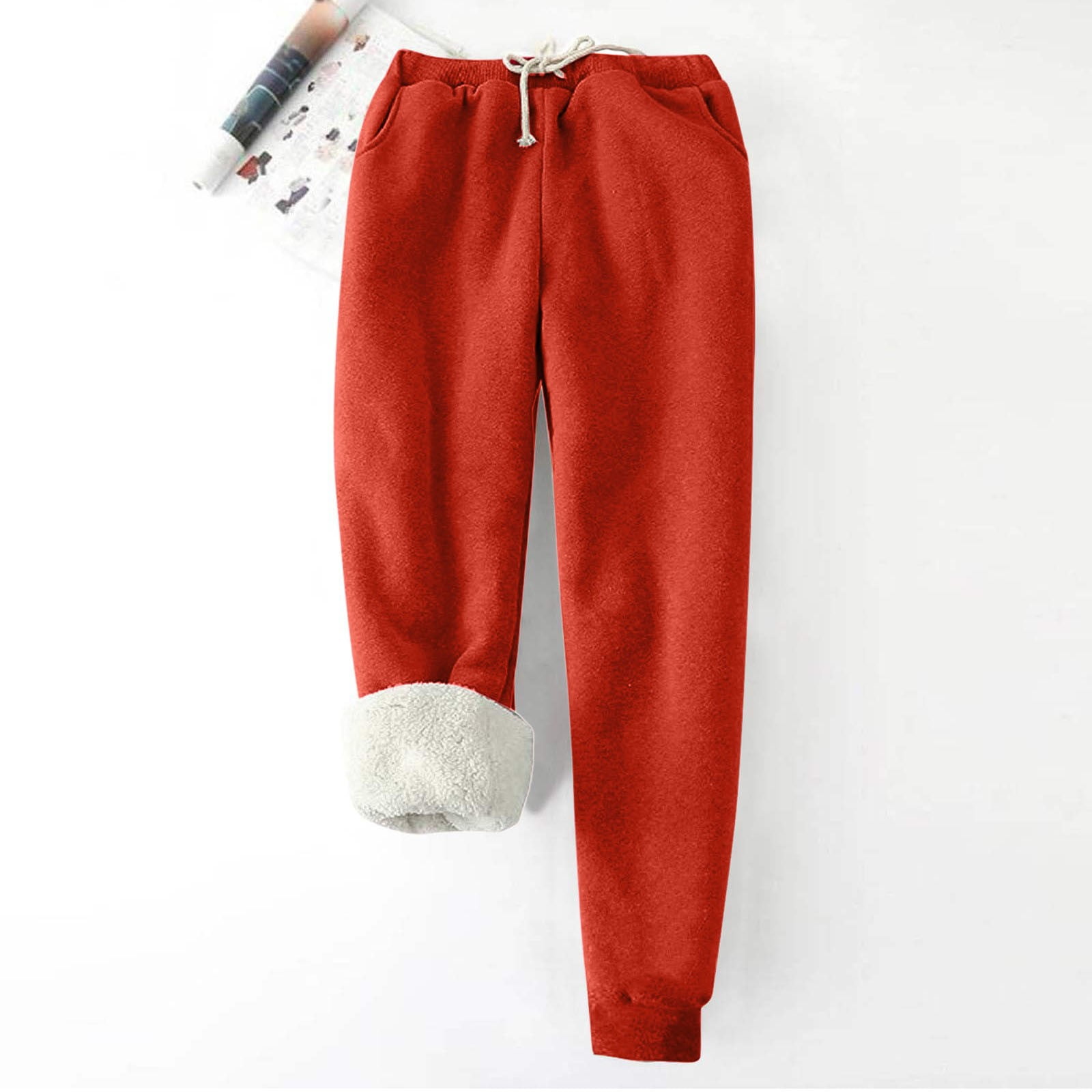 Blmnix Pleated Womens Pants Dressy Casual Warm Pants Fleece Lined Pants ...