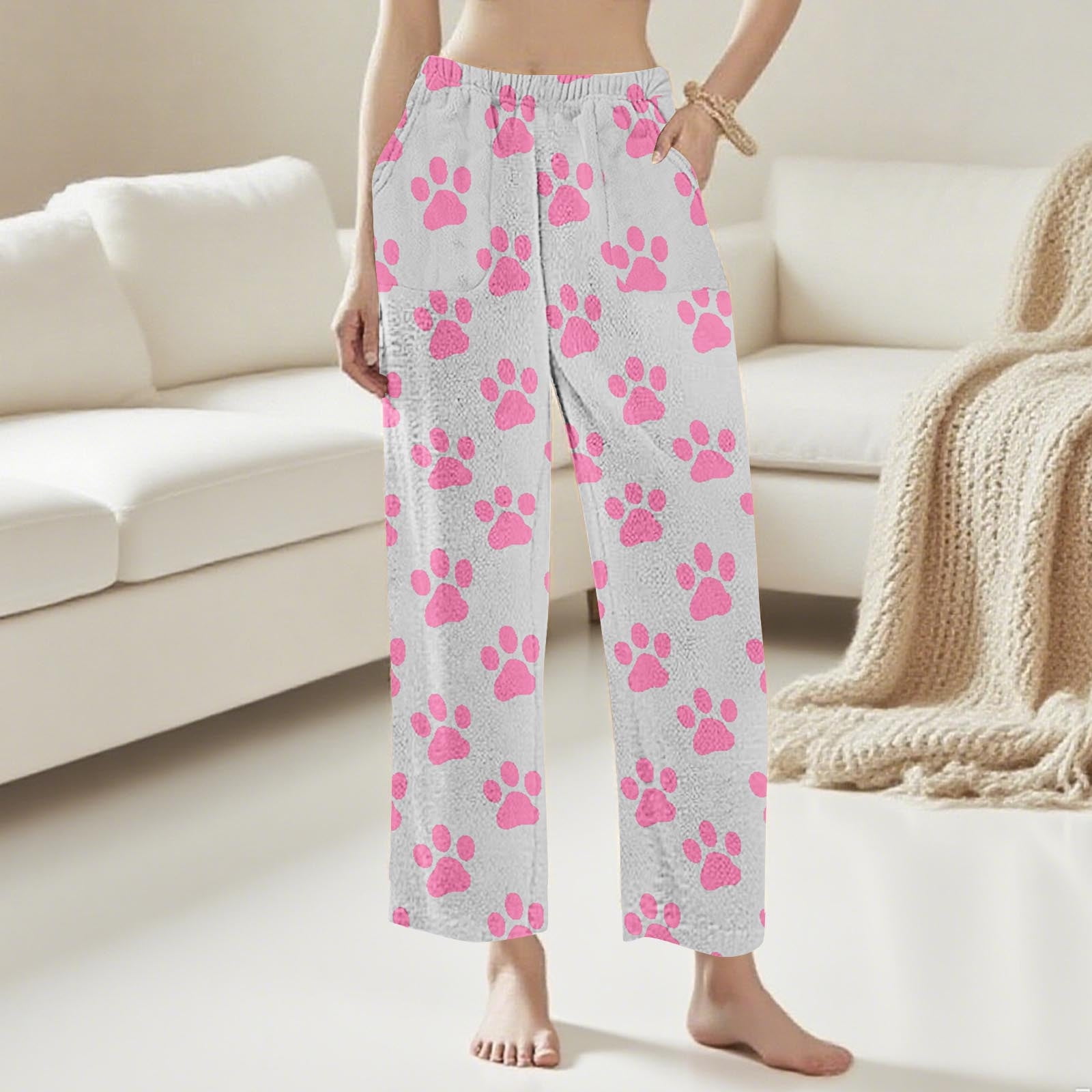 Blmnix Plus Size Pajama Sets Sleep Pants Cute Pajama Pants Gray Wide ...