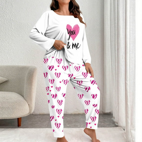 Blmnix Plus Size Valentines Pajamas Sleepwear Sets Valentines Pjs Crew ...