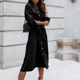 Blmnix Plus Size Women dresses Polo Button Down Under Dress Black ...