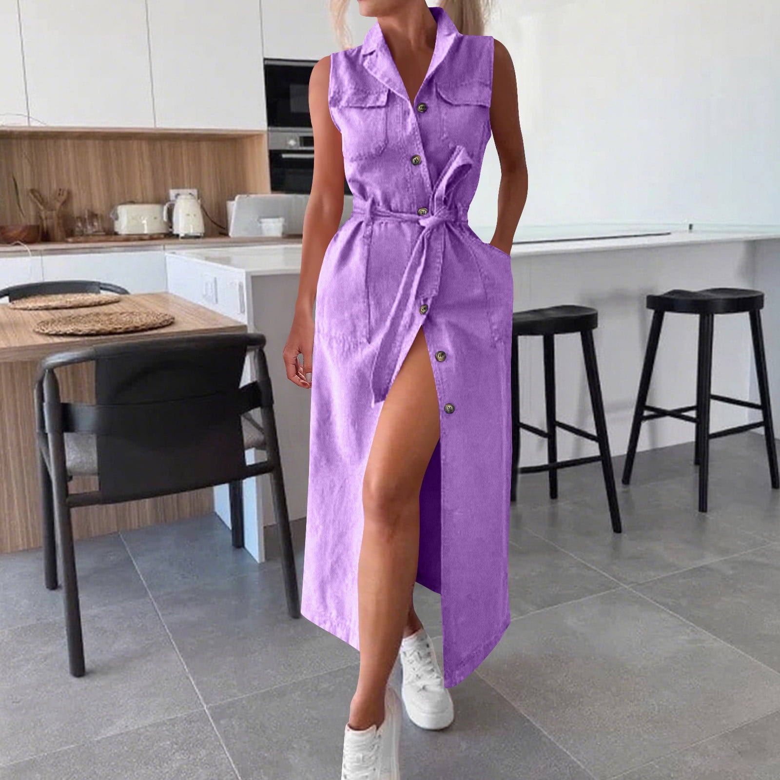 Blmnix Polo Valentine Dresses for Girls Button Flowy Under Dress Purple ...