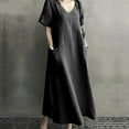 Blmnix Popover Women Dress Linen Dress Plus Size Dresses Petticoat ...