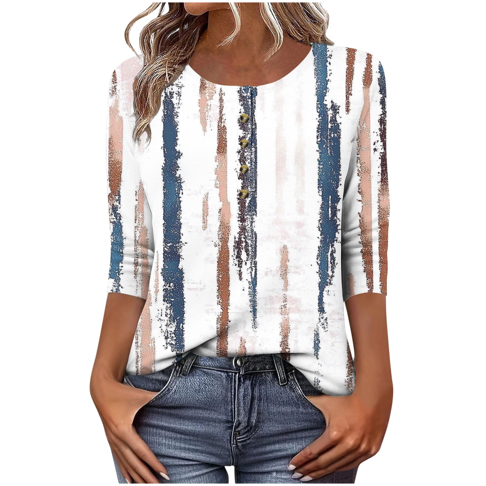 Blmnix Printed Funny T Shirts for Women Fashion 2025 White Tops Long Sleeve Athleisure Crew Neck ...