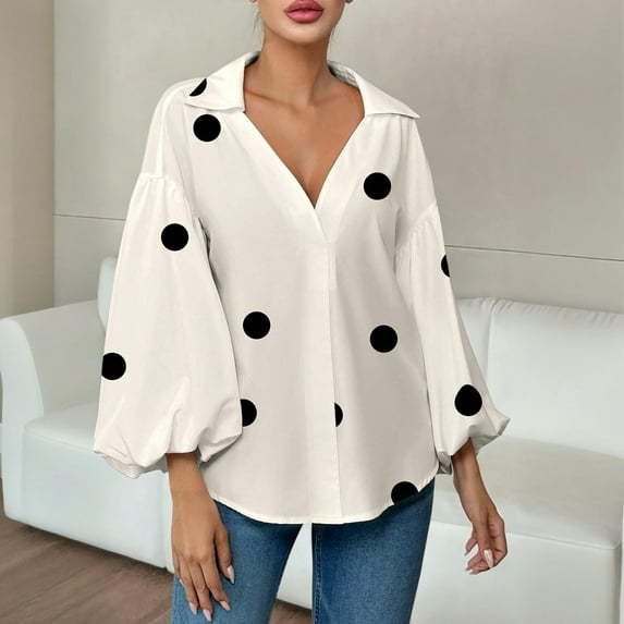 Blmnix Pullover Holiday Shirts Funny Polka Dot T-shirts Collared Long ...