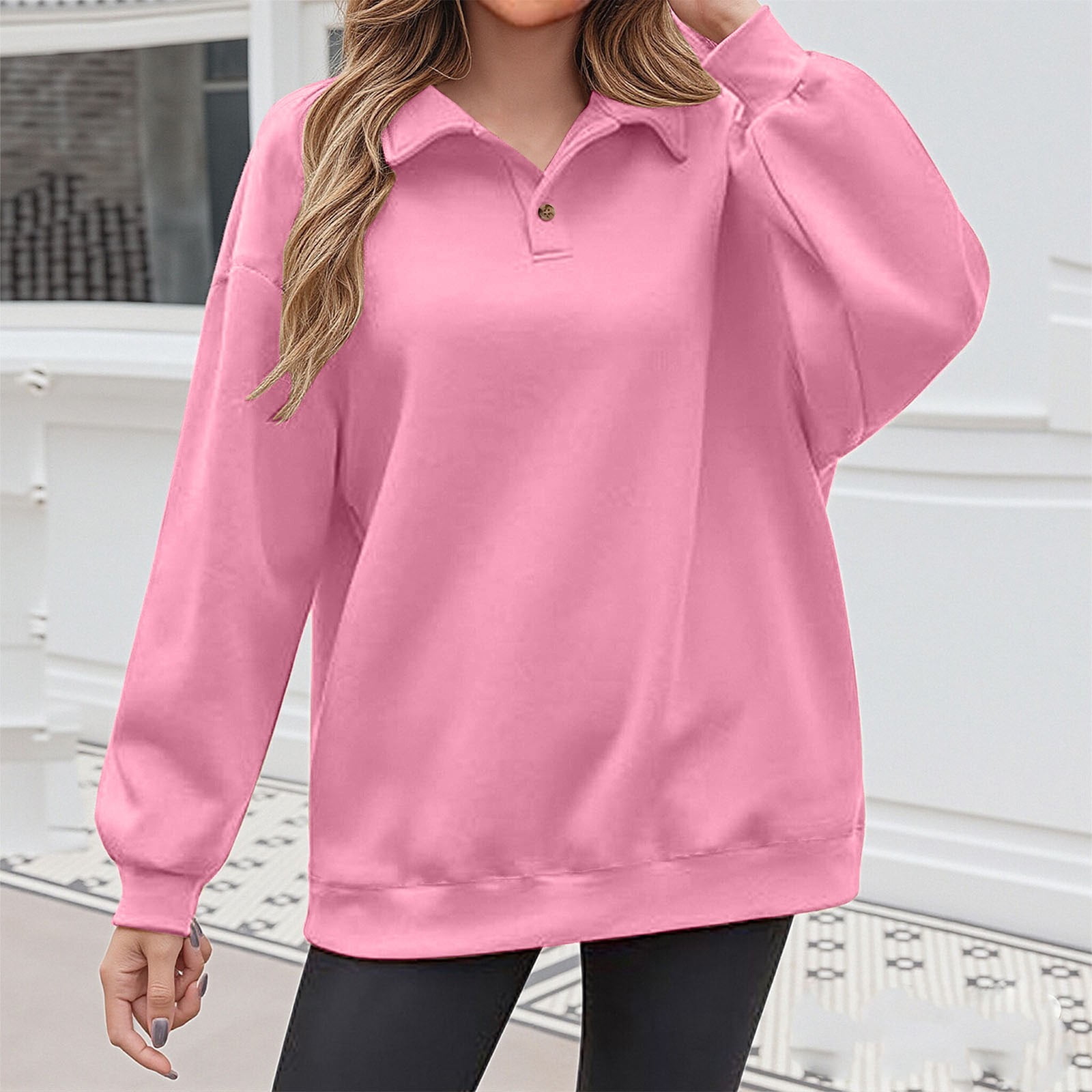 Blmnix Pullover Women Sweatshirt Pink Basics Fashion Going Out Tops for ...