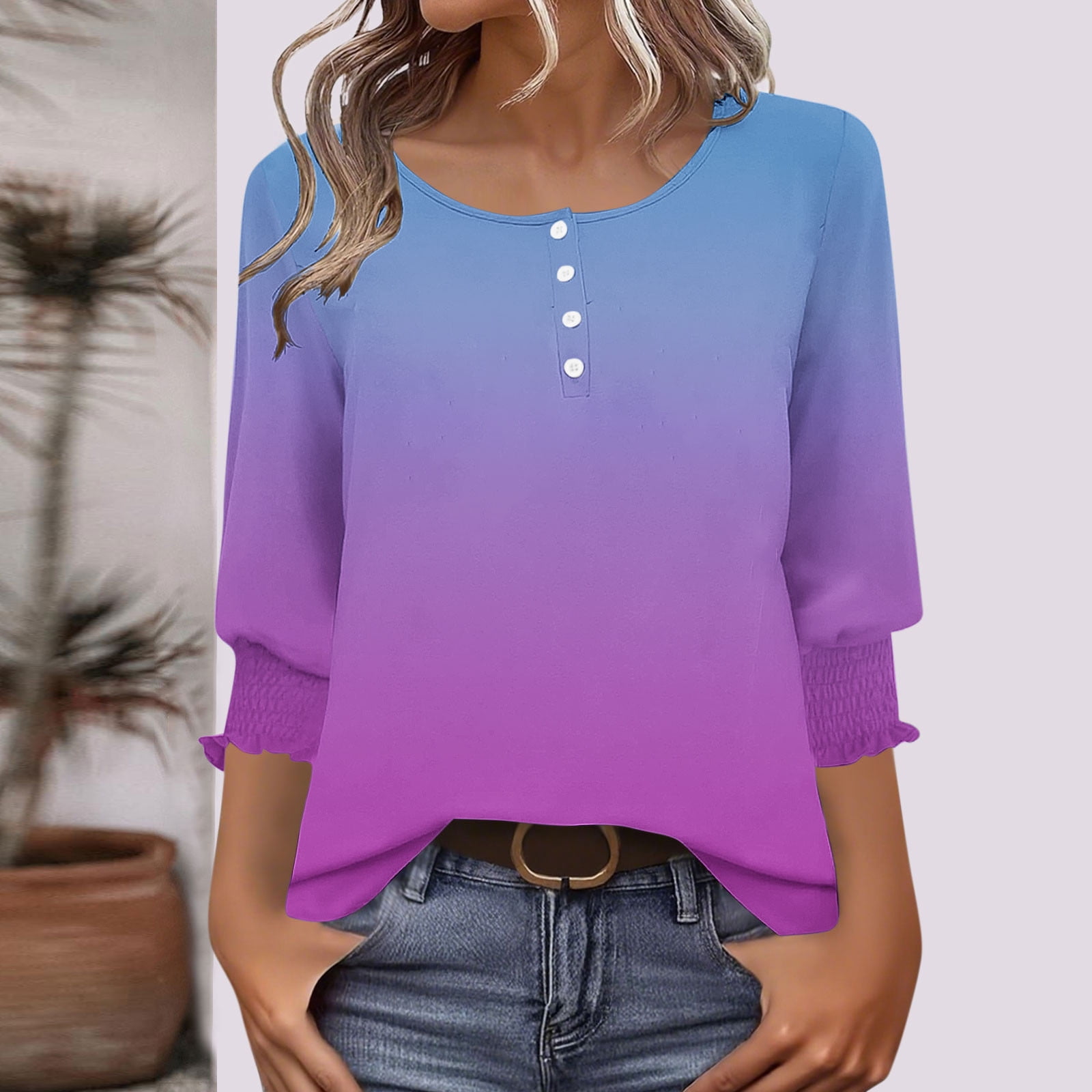 Blmnix Purple Fall Tshirts for Women Gradient Streetwear Womens Sexy ...