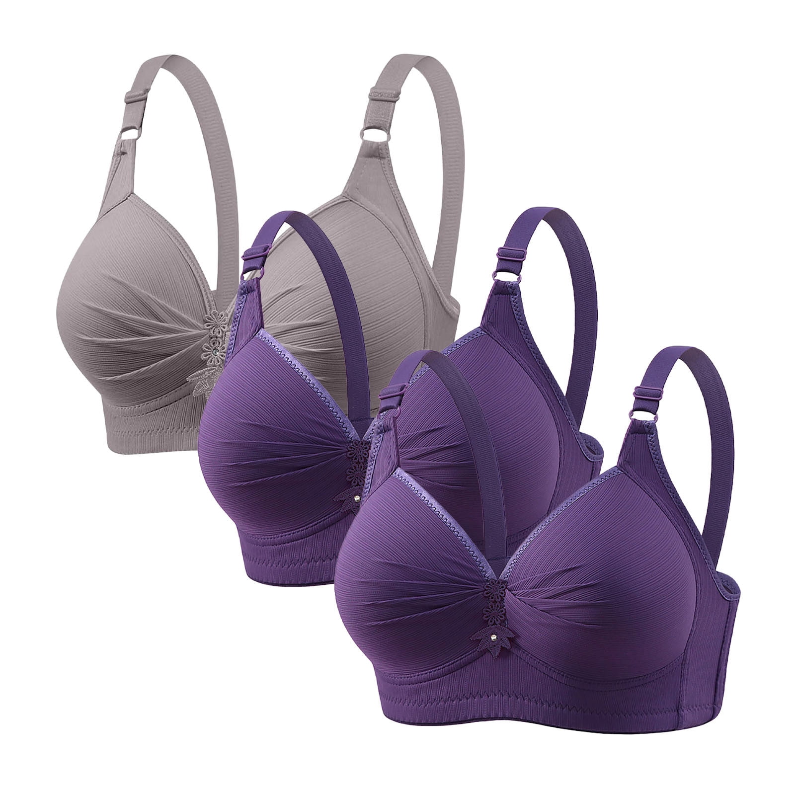 Blmnix Push Up Bras for Women No Underwire Large Bust Bra Gray Standard ...