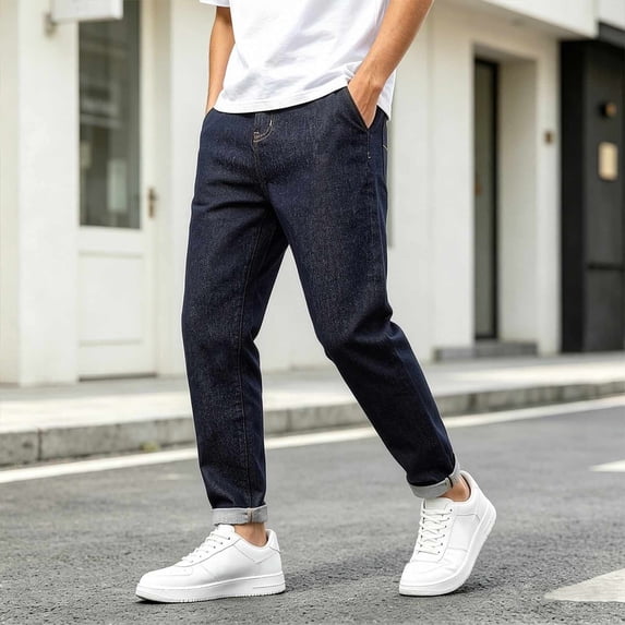 Blmnix Regular Pants Men Jeans Men Jeans Slim Fit Cargo Low Rise Jeans ...