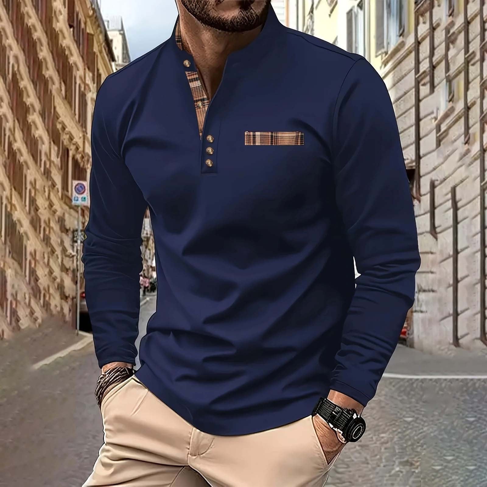 Blmnix Ringer Mens T-Shirts Henley Shirts Work Shirts Tops Long Sleeve ...