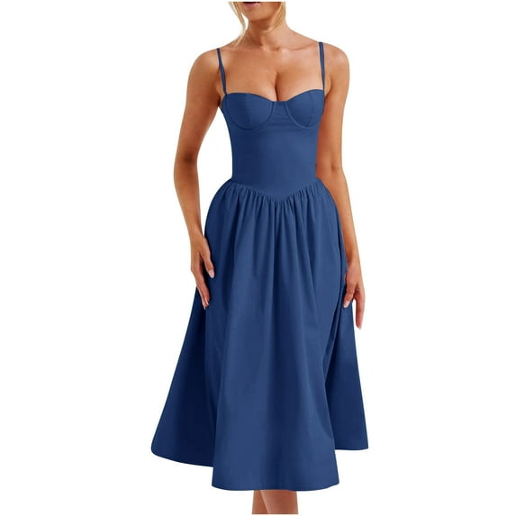 Blmnix Sexy Valentine Party Dresses for Women Pleated Long Slip Dress ...