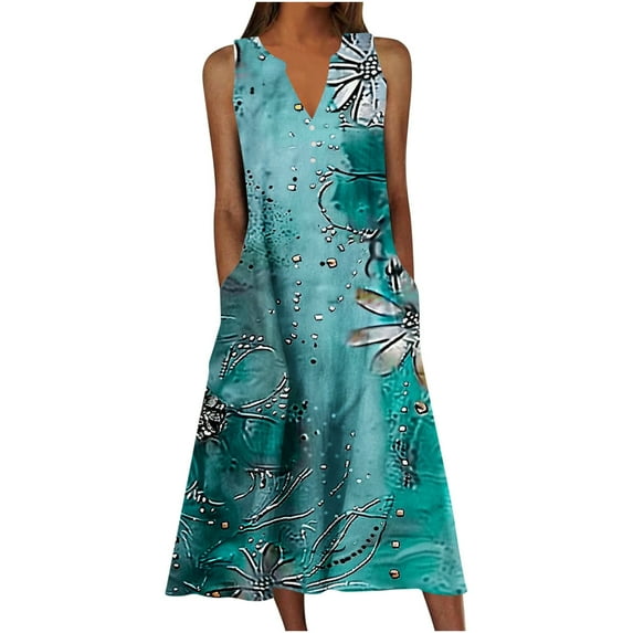 Blmnix Shift Beach Dresses for Women Casual Boho Dresses Sleeveless V ...