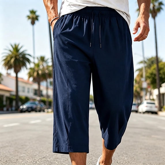 Blmnix Short Pants Trousers for Men Baggy Low Waisted Palazzo Comfy ...