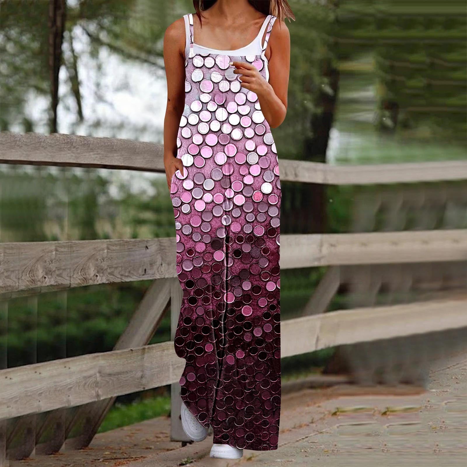 Blmnix Shoulder Strap Jogger Pants for Women Sequin Plus Size Outfits ...
