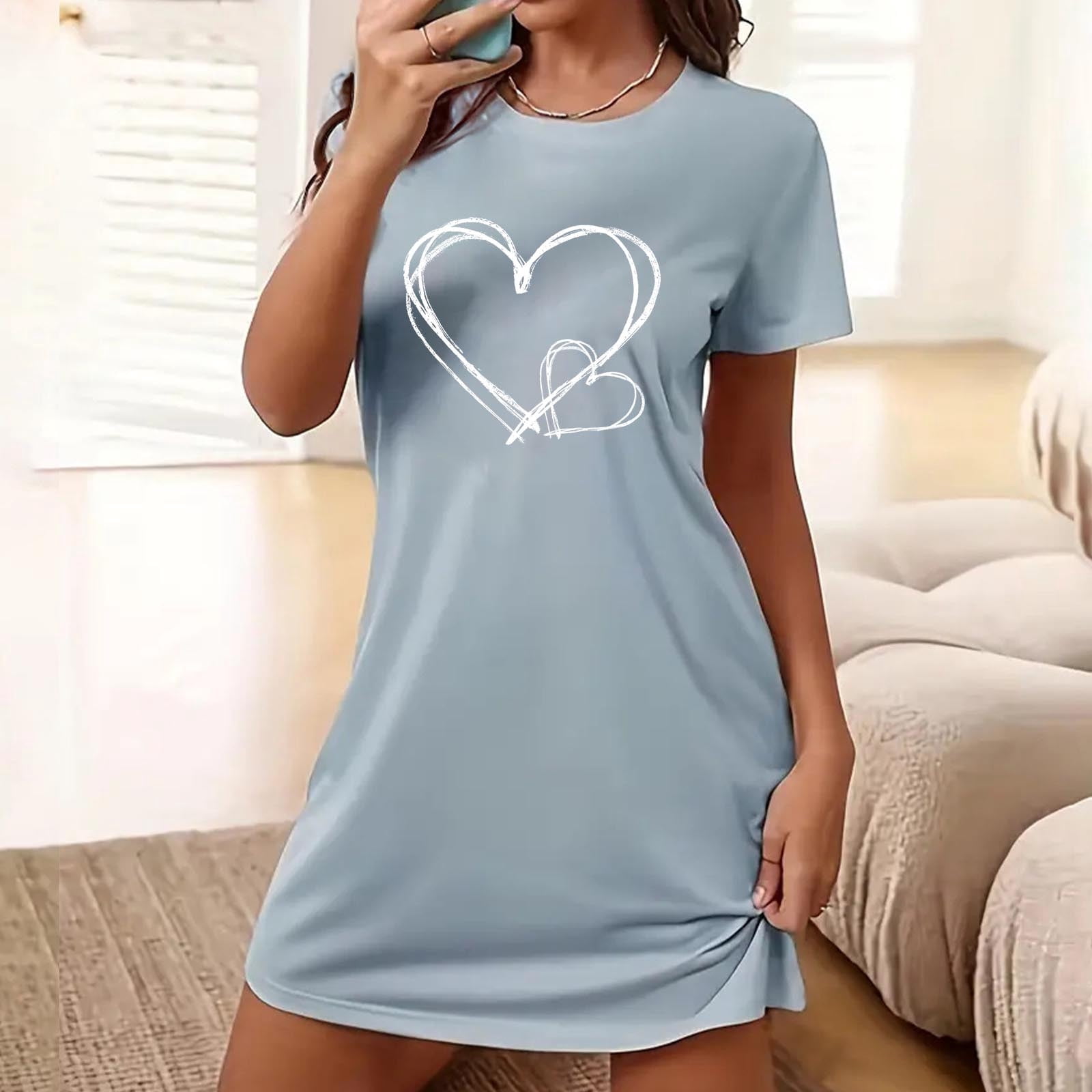 Blmnix Sleepshirts Moo Moos for Women Nightgown Valentine Cotton ...