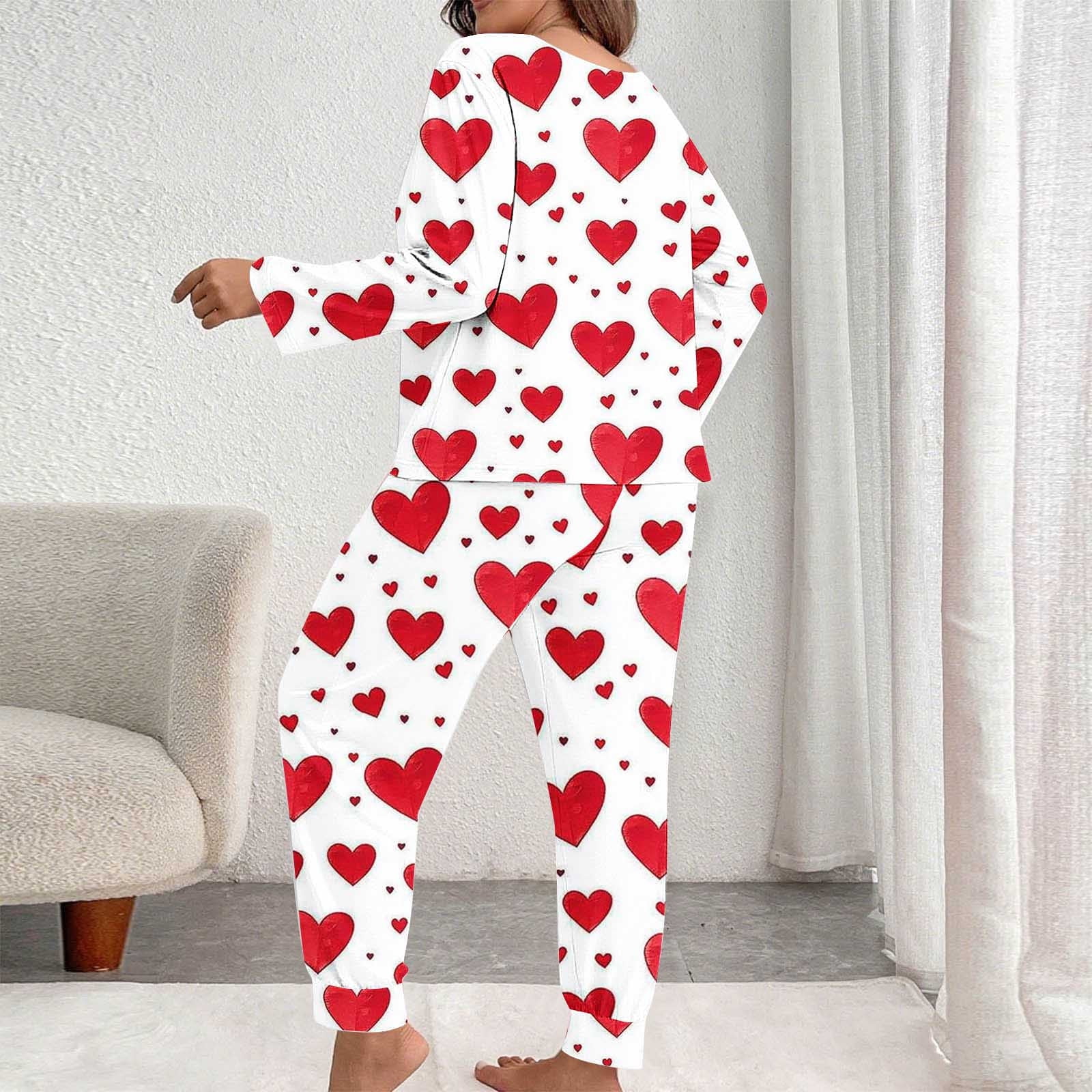 Blmnix Sleepwear Sets Valentines Day Pajamas Women Plus Size Valentines ...