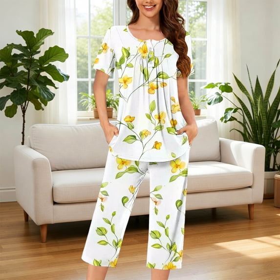 Blmnix Sleepwear Sets Womens Pajamas 2 Piece Plus Size Pajamas ...