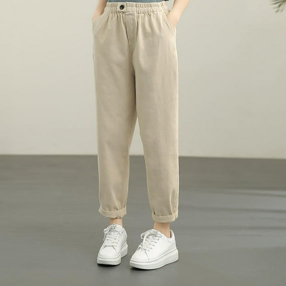 Blmnix Slim Sweatpants Baggy Beige Trendy Office Casual Palazzo Women's ...