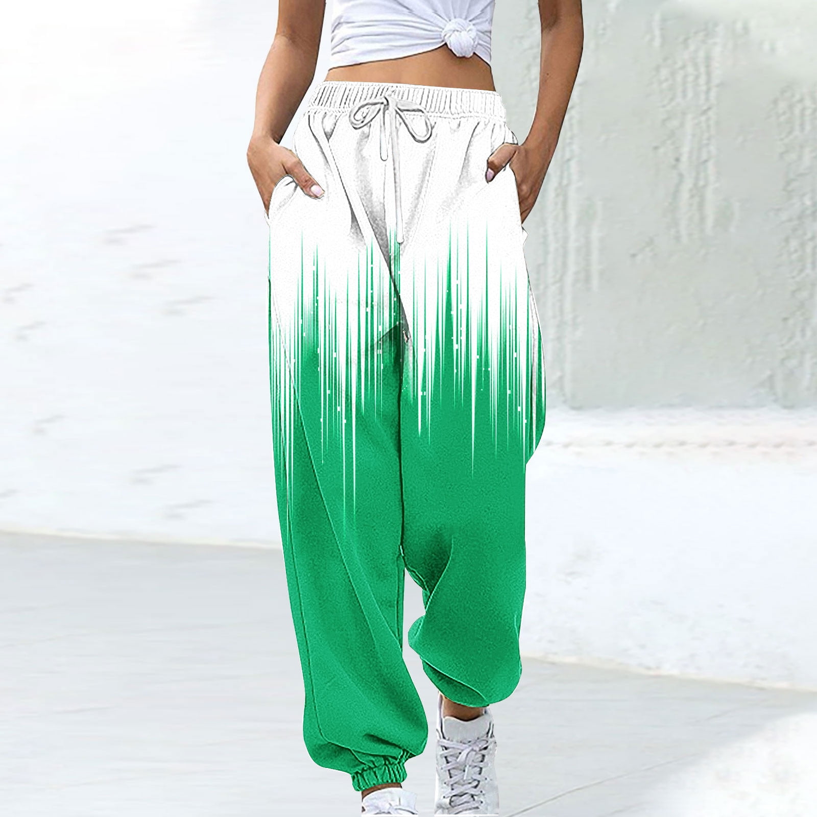 Blmnix Slim Womens Pants Stretchy Gradient Drawstring Work Pants Women ...