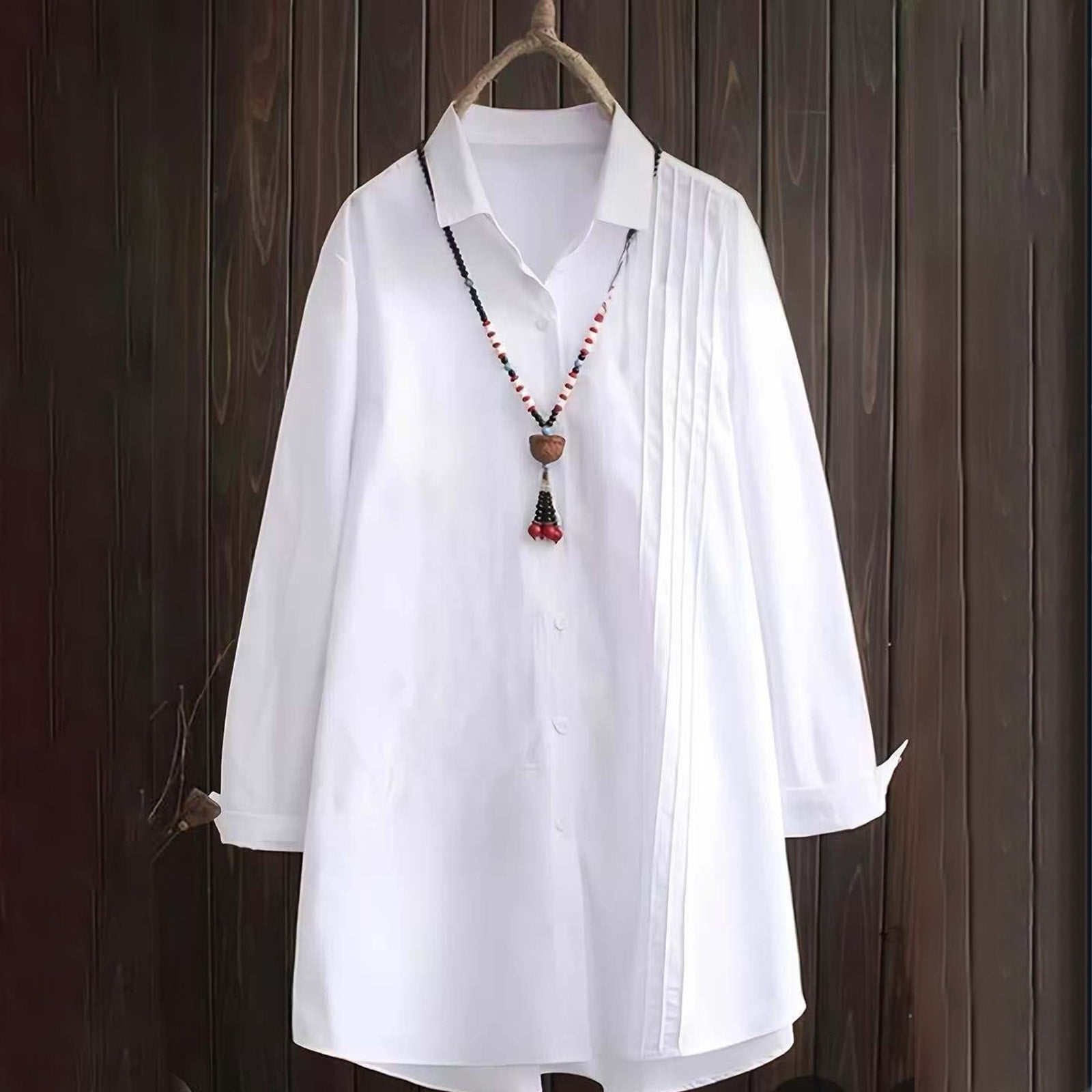 Blmnix Smocked Bohemian Womens Blouses Roll Up White Womens Plus Size ...