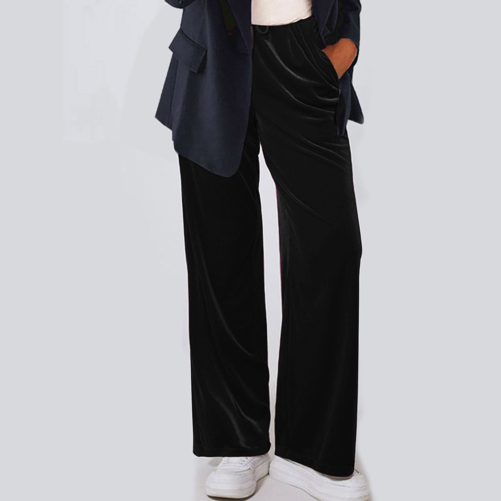 Blmnix Sparkly Pants Pants for Women Palazzo Warm Pants Leggings Black ...