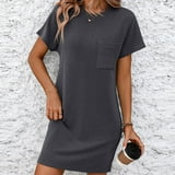 Blmnix Striped Women's Dresses Sheath Casual Dresses Skirt Short Sleeve ...