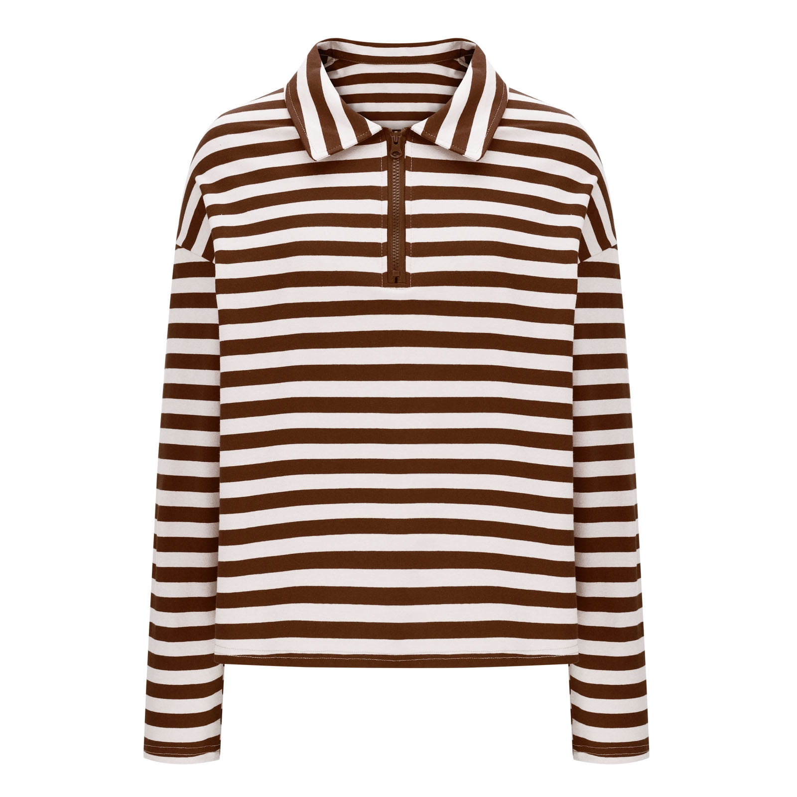 Blmnix Striped Work Out Tops Gym for Women Polo Brown Trendy Tops for ...