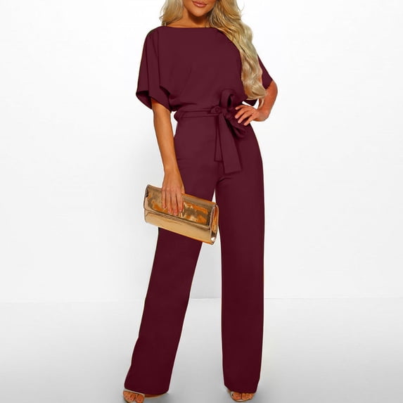 Blmnix Summer Pants Women Palazzo Jumpsuits Work Pants Pant High ...