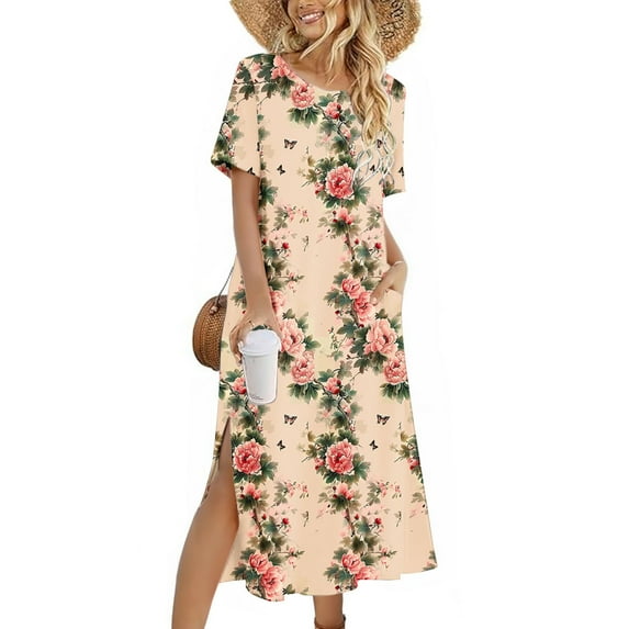 Blmnix Sundress Formal Dresses for Women Casual Vintage Petticoat Slit ...