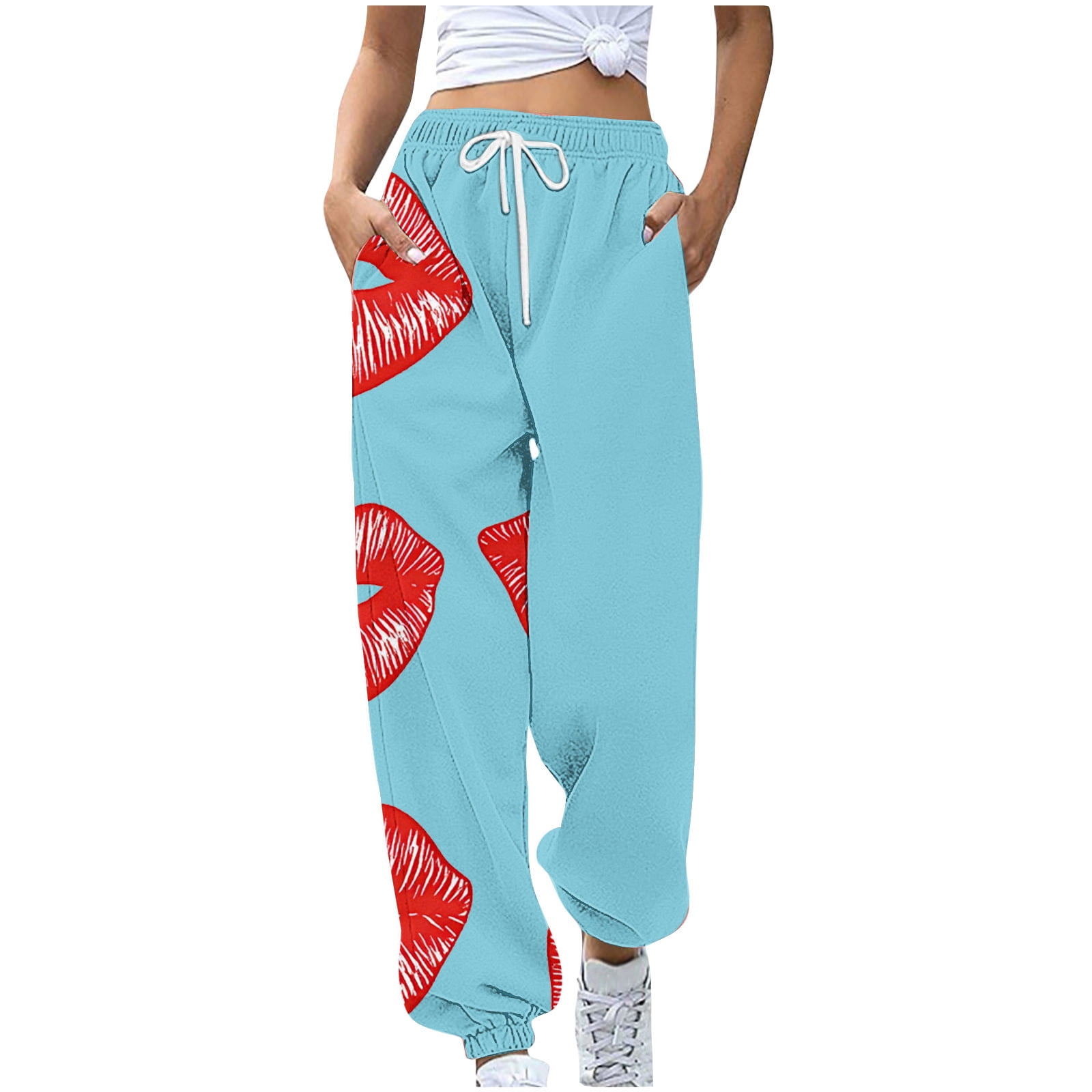 Blmnix Sweatpants Stretchy Blue Travel Pants for Women Work Trousers ...